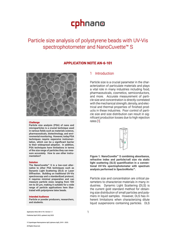 Application Note AN-6-101: Particle size analysis of polystyrene beads ...